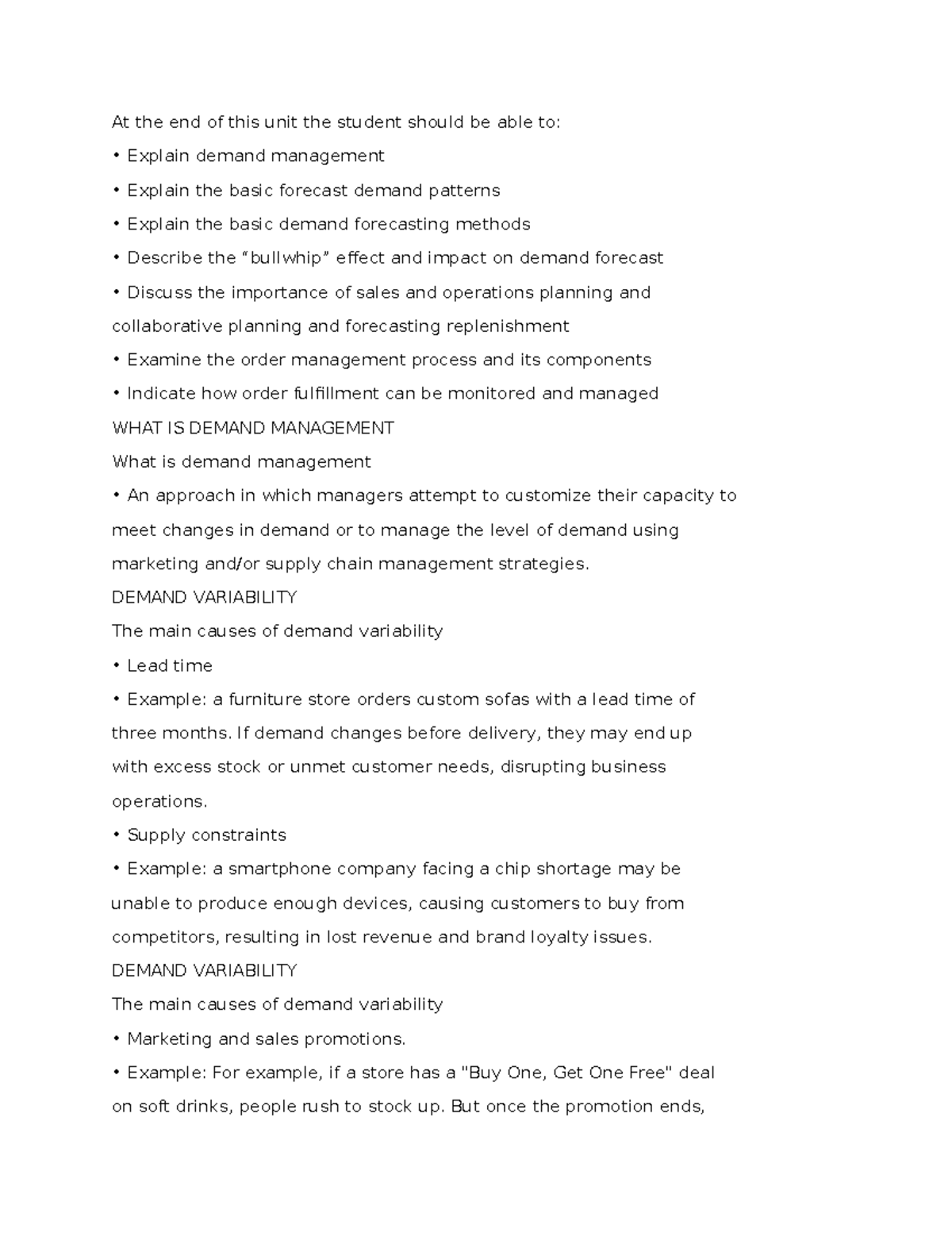 Chapter 3: Demand & Order Management Strategies in SCM - Studocu