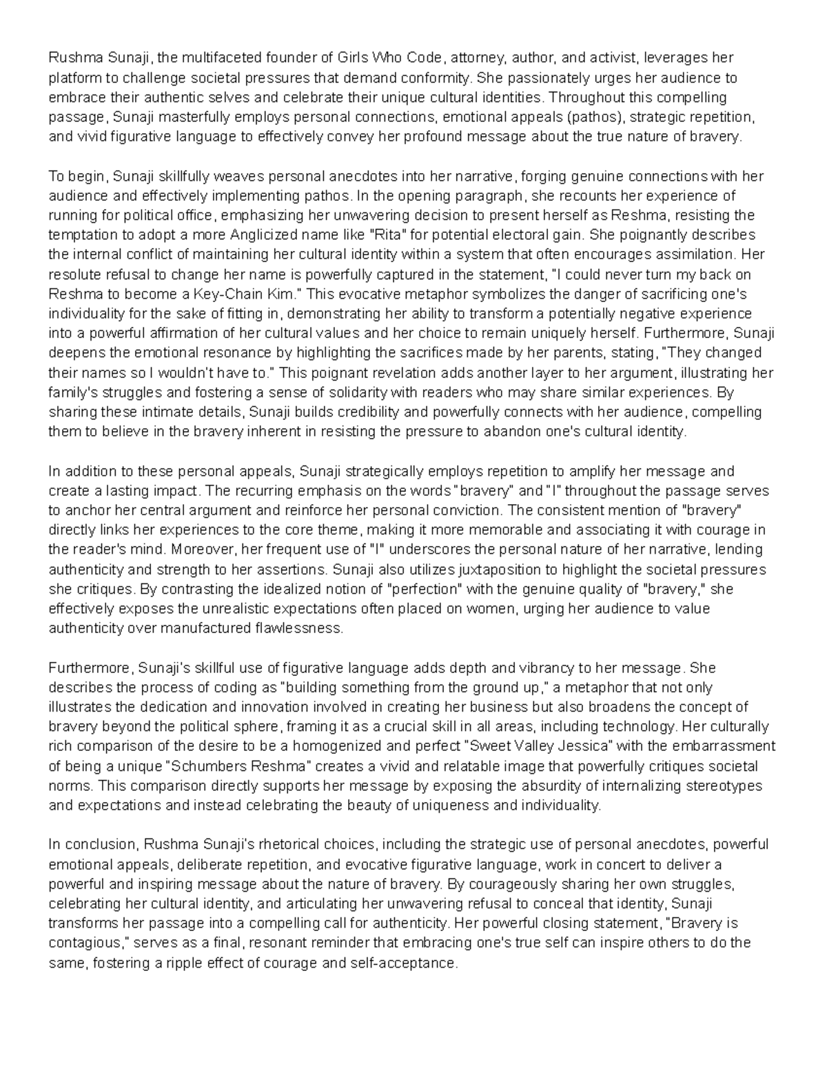 Essay - The Bravery of Embracing Cultural Identity by Rushma Sunaji ...