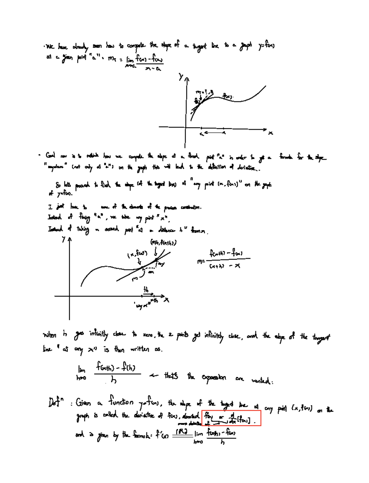 Chap 3: Definition of Derivatives - Lecture Notes (Oct 5, 2022) - Studocu