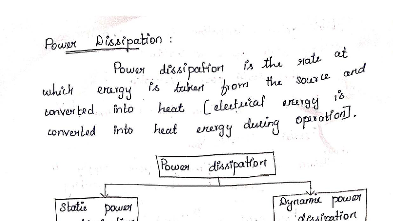Power Dissipation Notes - VLSI: Static & Dynamic Analysis - Studocu