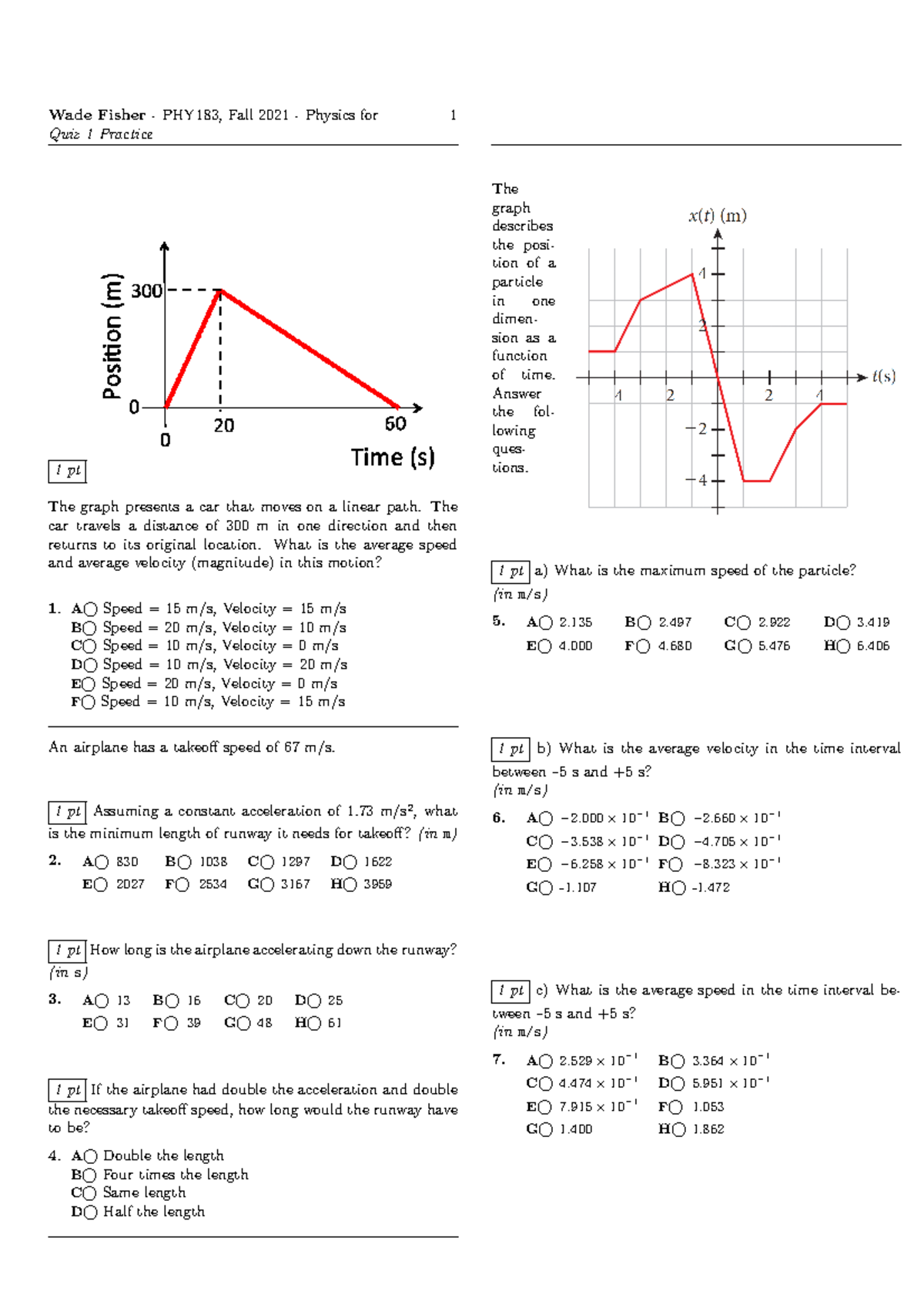PHY 183 Quiz 1 Practice Questions and Answers - Studocu
