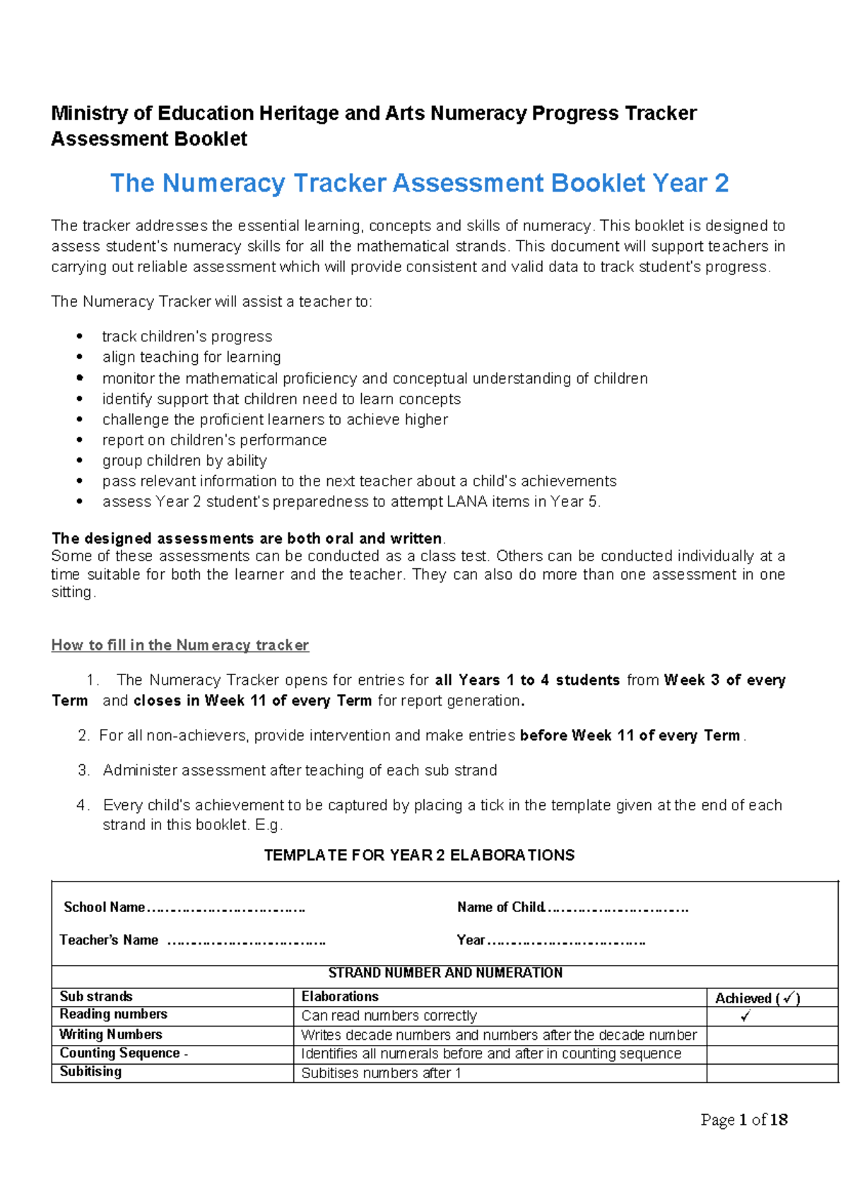 Year 2 Numeracy Tracker Assessment Booklet for Educators - Studocu