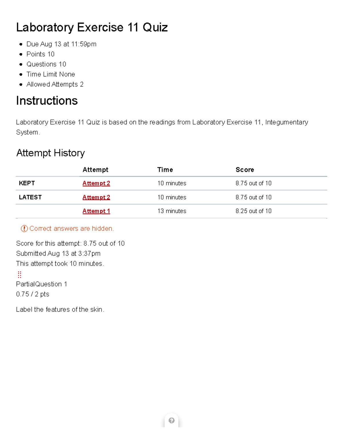 Laboratory Exercise 11 Quiz - Anatomy BIO1120 ONL6FG ONL6F - Studocu