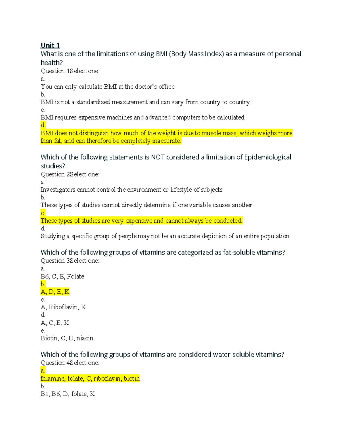 Self Quiz Units 1-4 Study Guide - Unit 1 What is one of the limitations ...