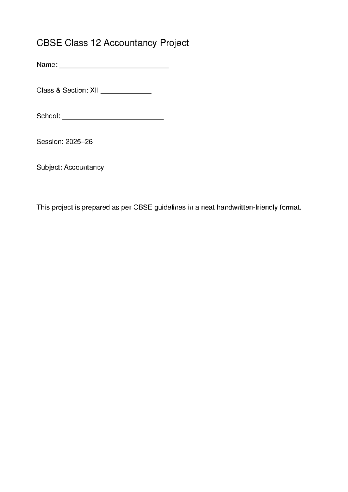 CBSE Class 12 Accountancy Project: Partnership & Company Accounts - Studocu
