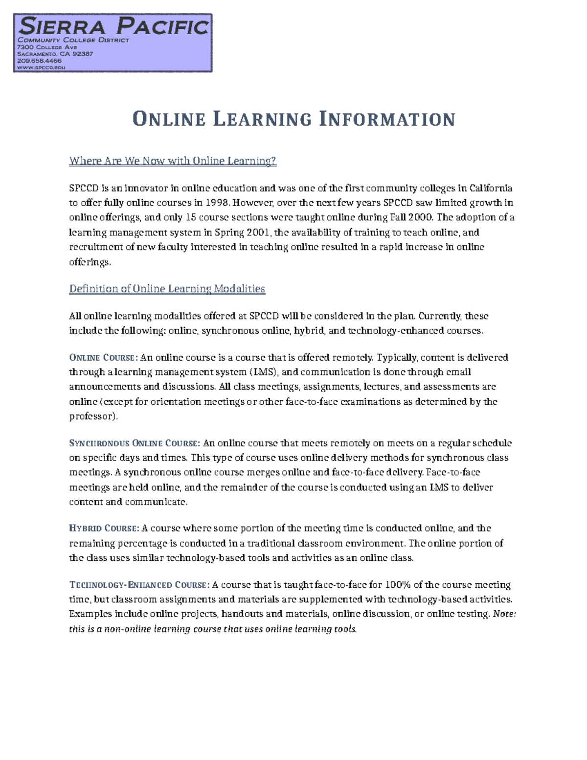 SPCCD Online Learning Overview: Current Modalities & Growth - Studocu