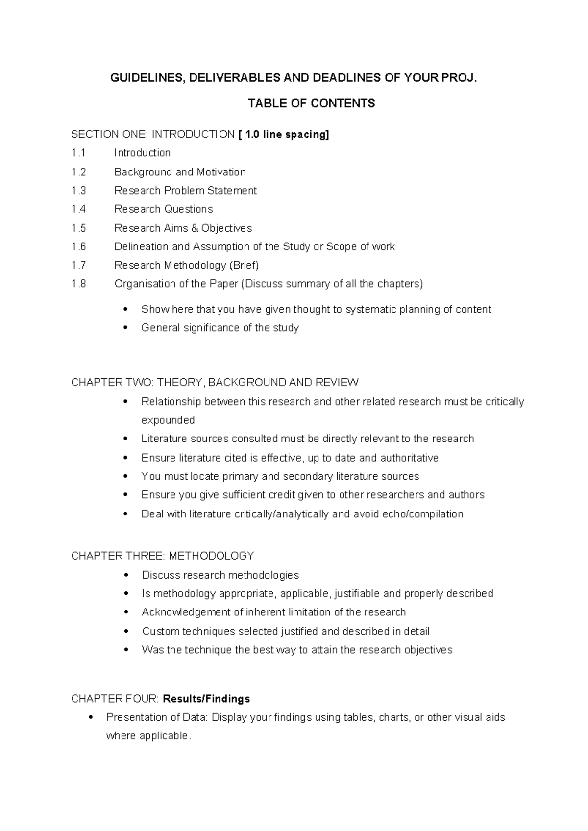 Undergraduate Project Guidelines & Template v2: Structure & Content ...