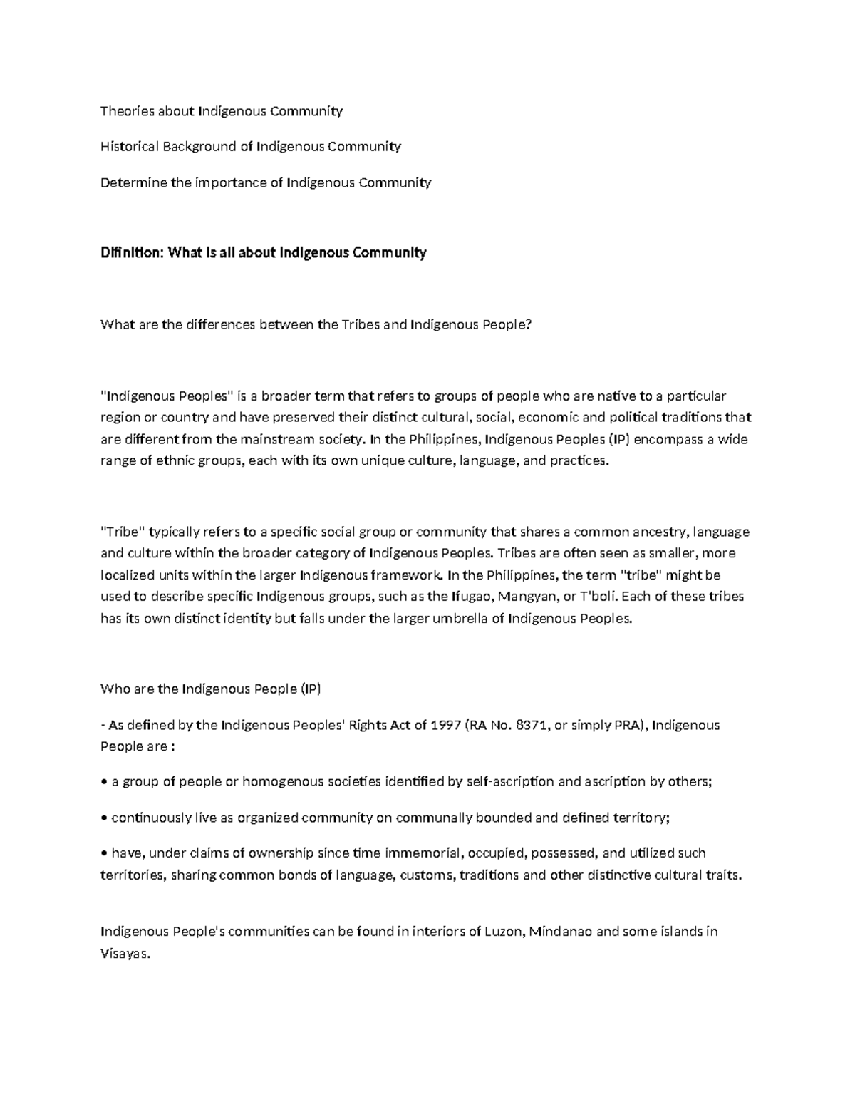 Theories of Indigenous Peoples: Understanding Culture & Rights - Studocu