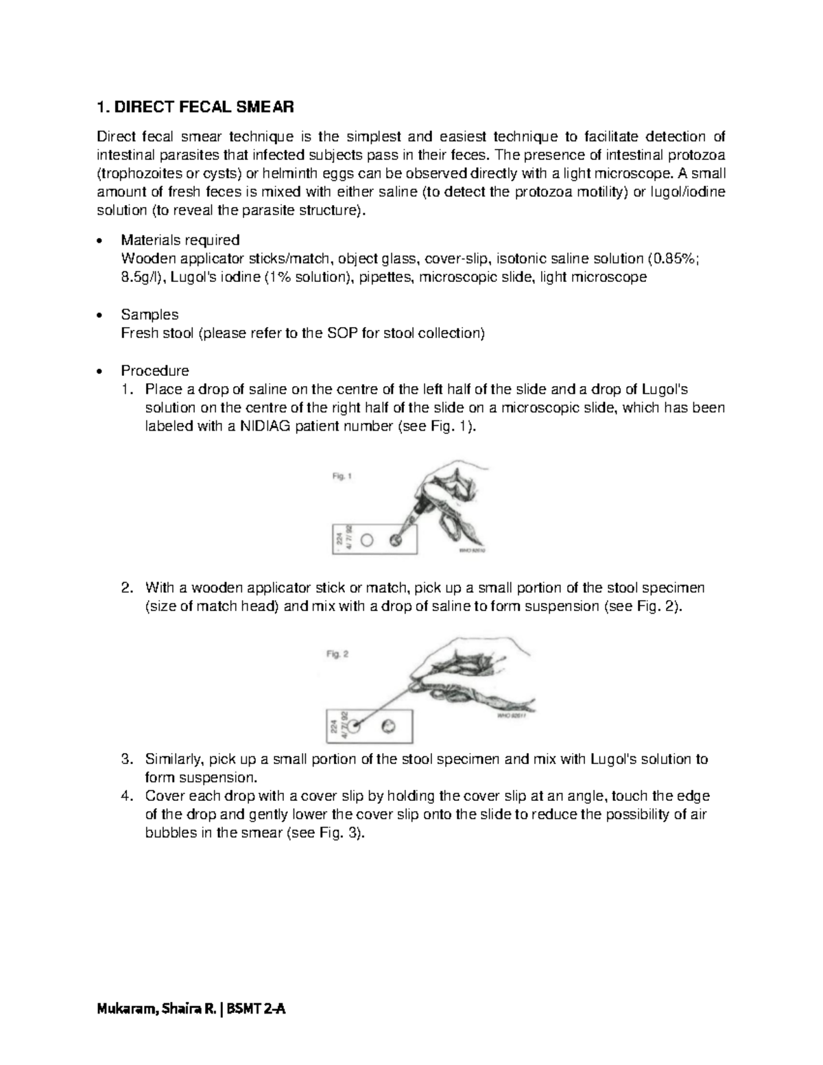 Microscopic Exam Techniques for Stool Analysis - Studocu