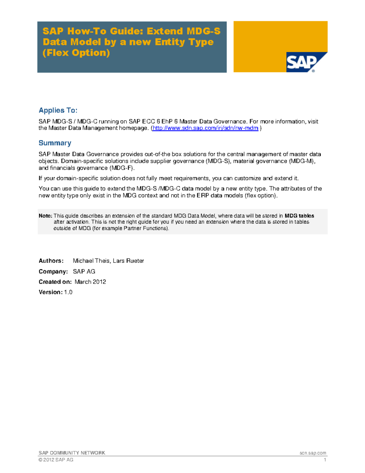 Extending MDG-S Data Model with New Entity Type: A How-To Guide - Studocu