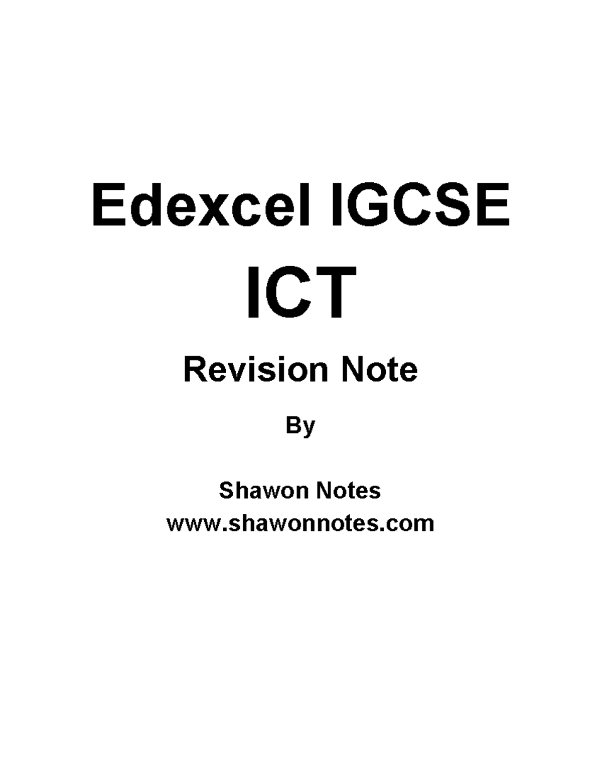 Edexcel IGCSE ICT Revision Notes for Exam Preparation - Studocu