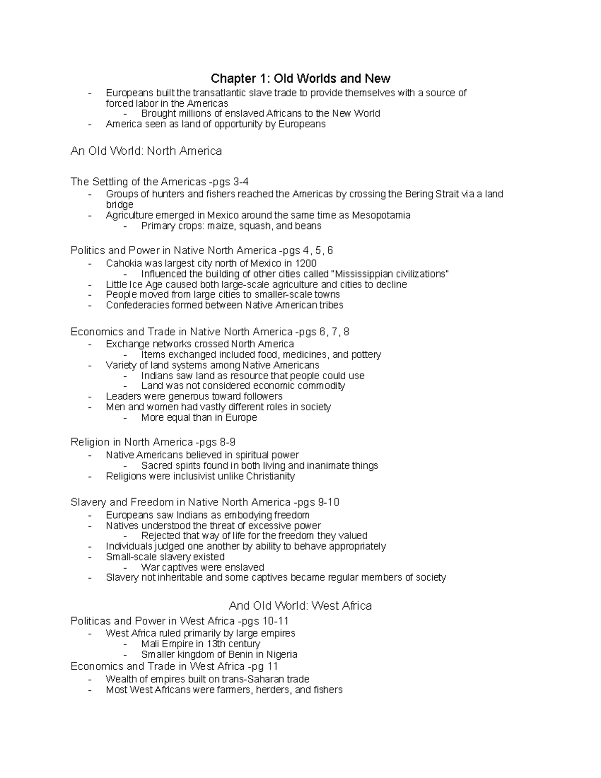 Unit 1 Notes GML: Chapter 1 - Old Worlds and New Summary - Studocu