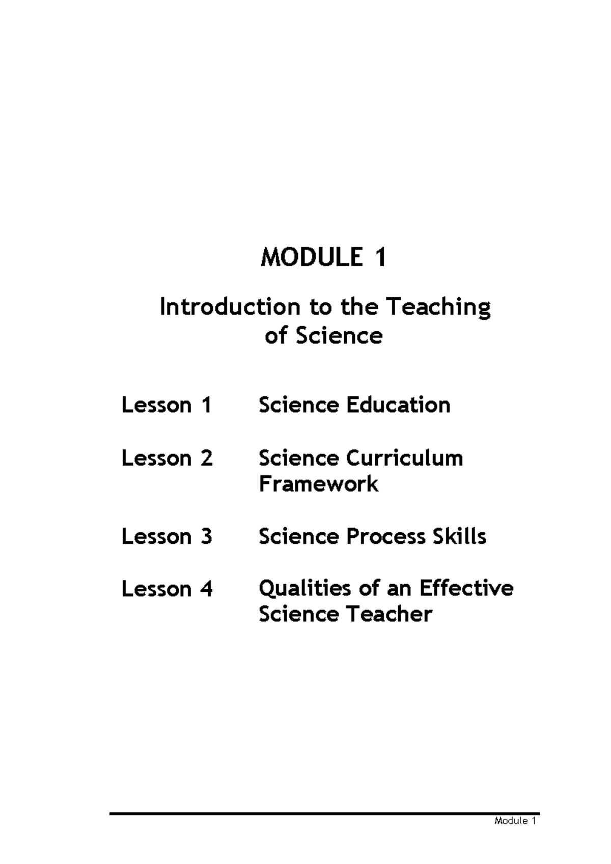Module 1: Lesson 1 - Overview of Science Education Framework - Studocu