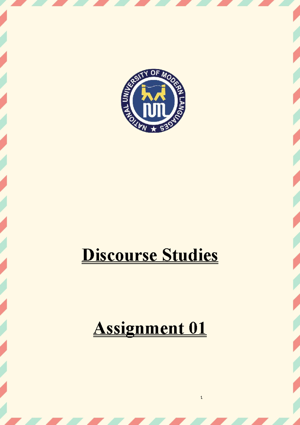 Discourse Studies Assignment 01: Exploring Literature & Linguistics ...