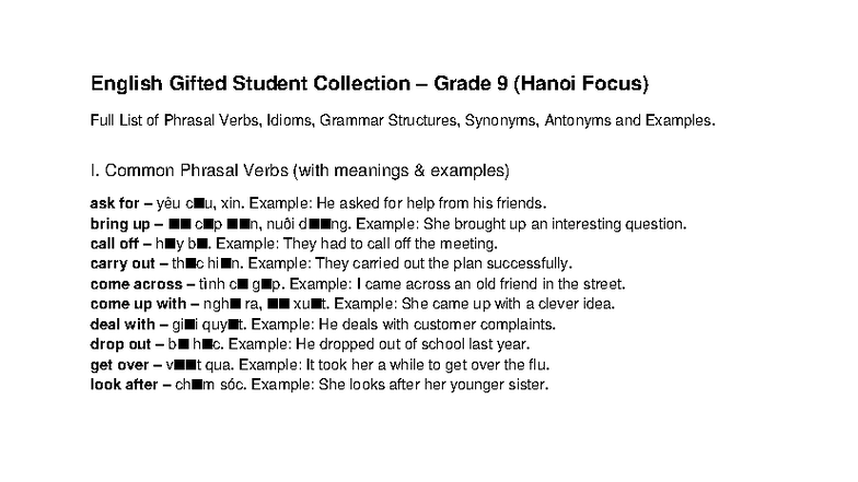 HSG English 9: Comprehensive Phrasal Verbs, Idioms & Grammar Guide ...