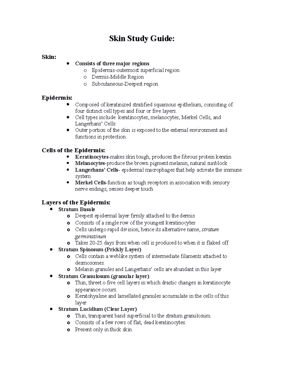 Skin Study Guide: Comprehensive Overview of Integumentary System - Studocu