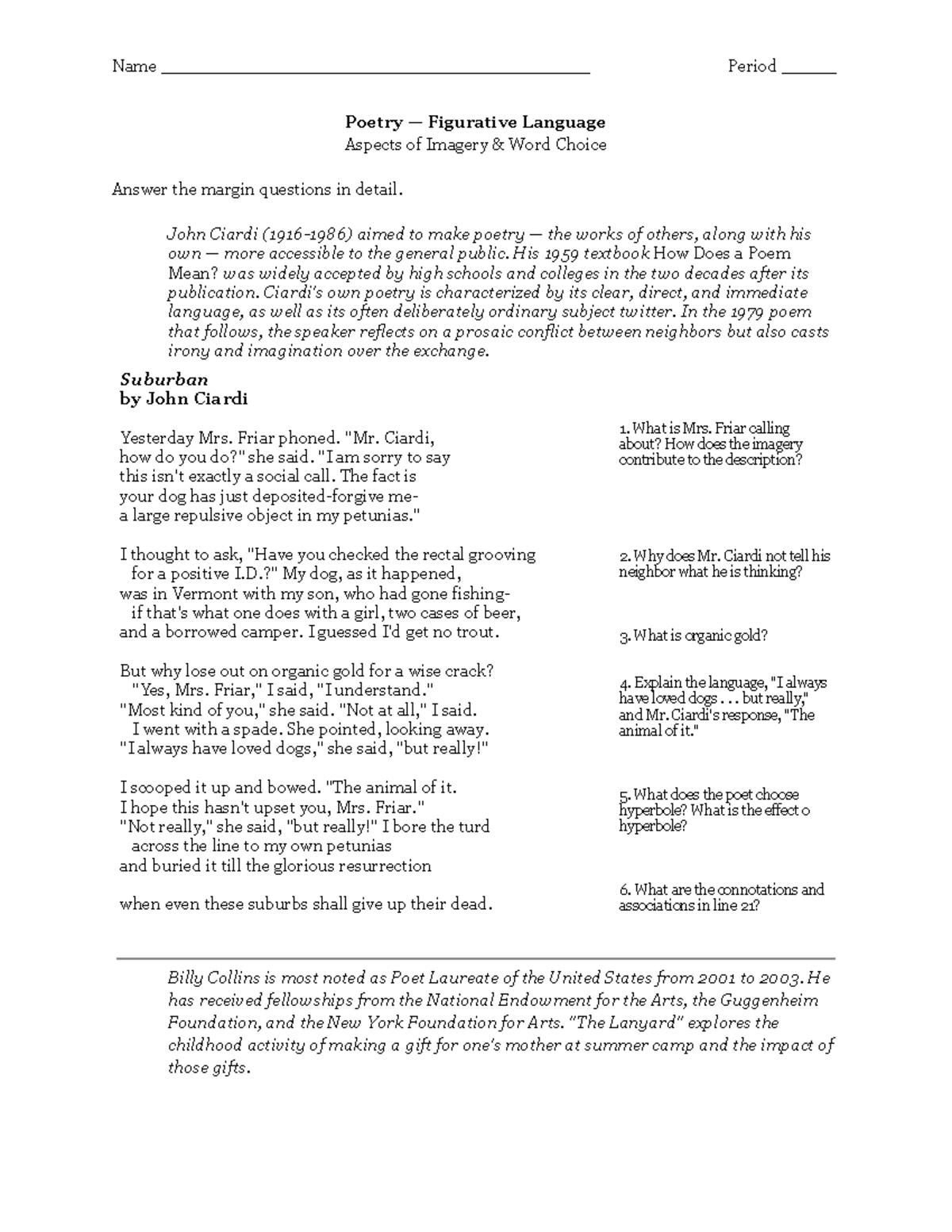ENG 101: Suburban & The Lanyard - Poem Analysis on Imagery & Word ...