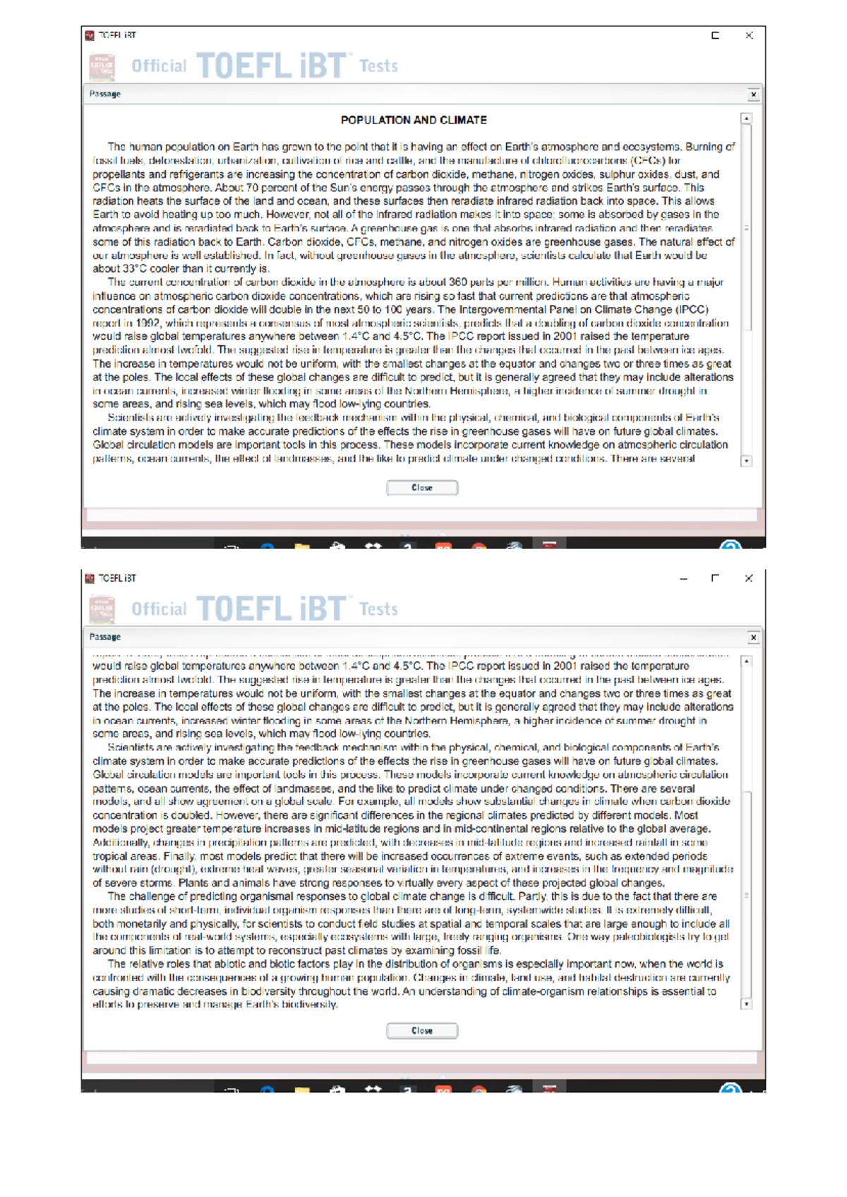 TOEFL iBT Test 4: Reading - Population and Climate Impact Analysis ...