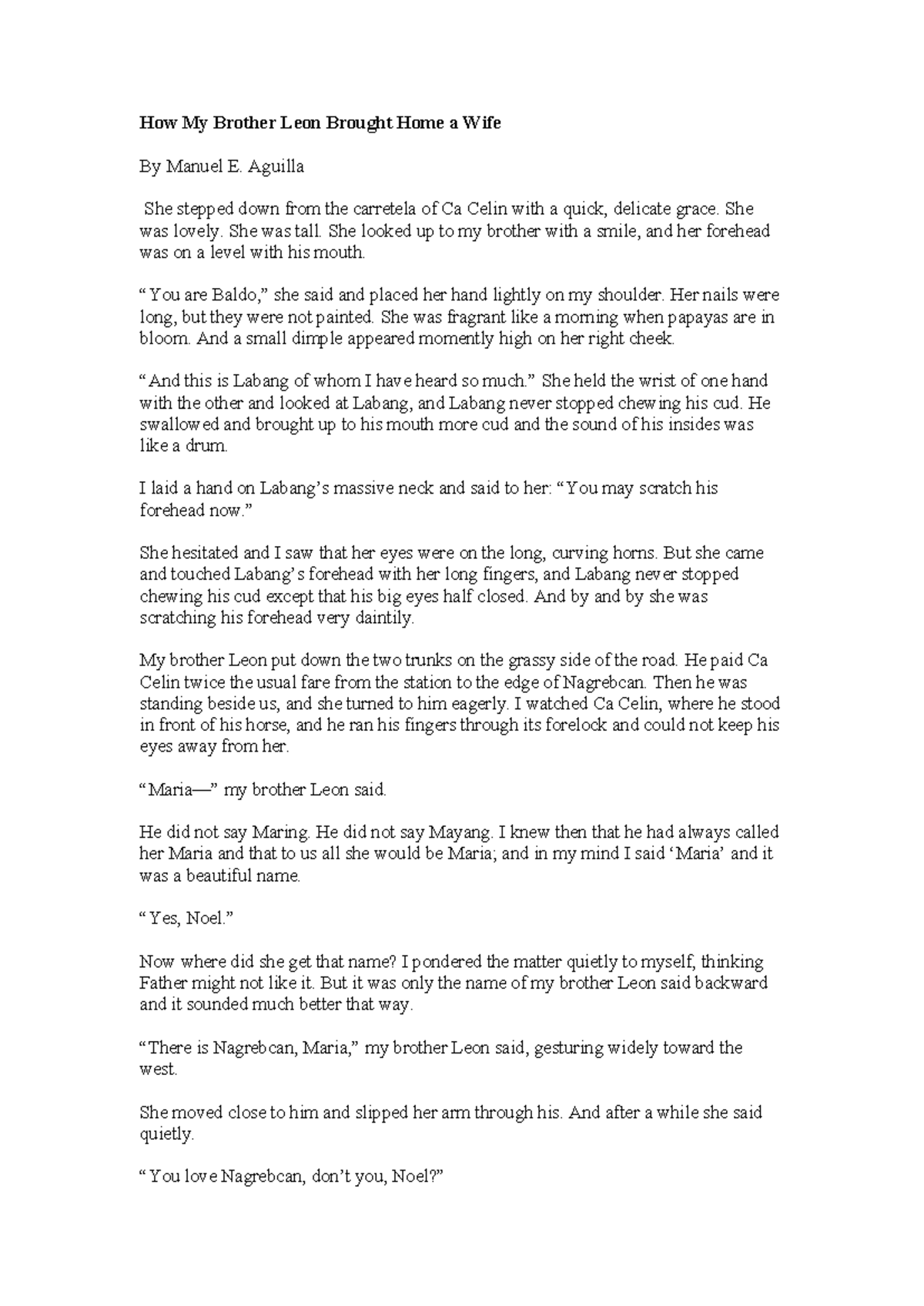 How My Brother Leon Brought Home a Wife - Analysis and Themes - Studocu