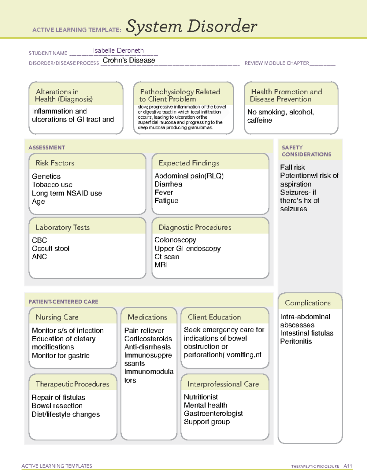System disorder - ACTIVE LEARNING TEMPLATES THERAPEUTIC PROCEDURE A ...