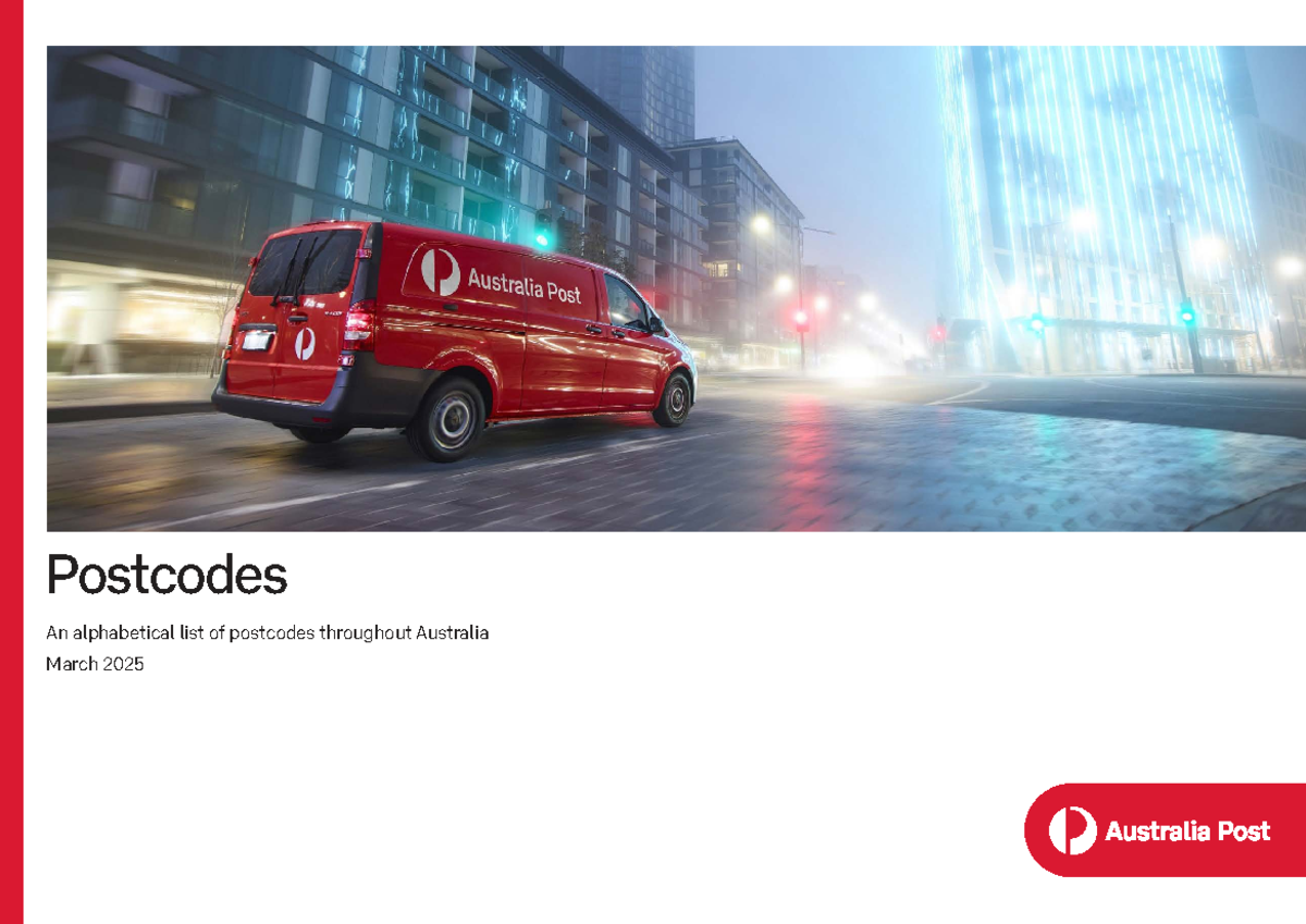 Australia Postcode Data - Alphabetical Listing March 2025 - Studocu