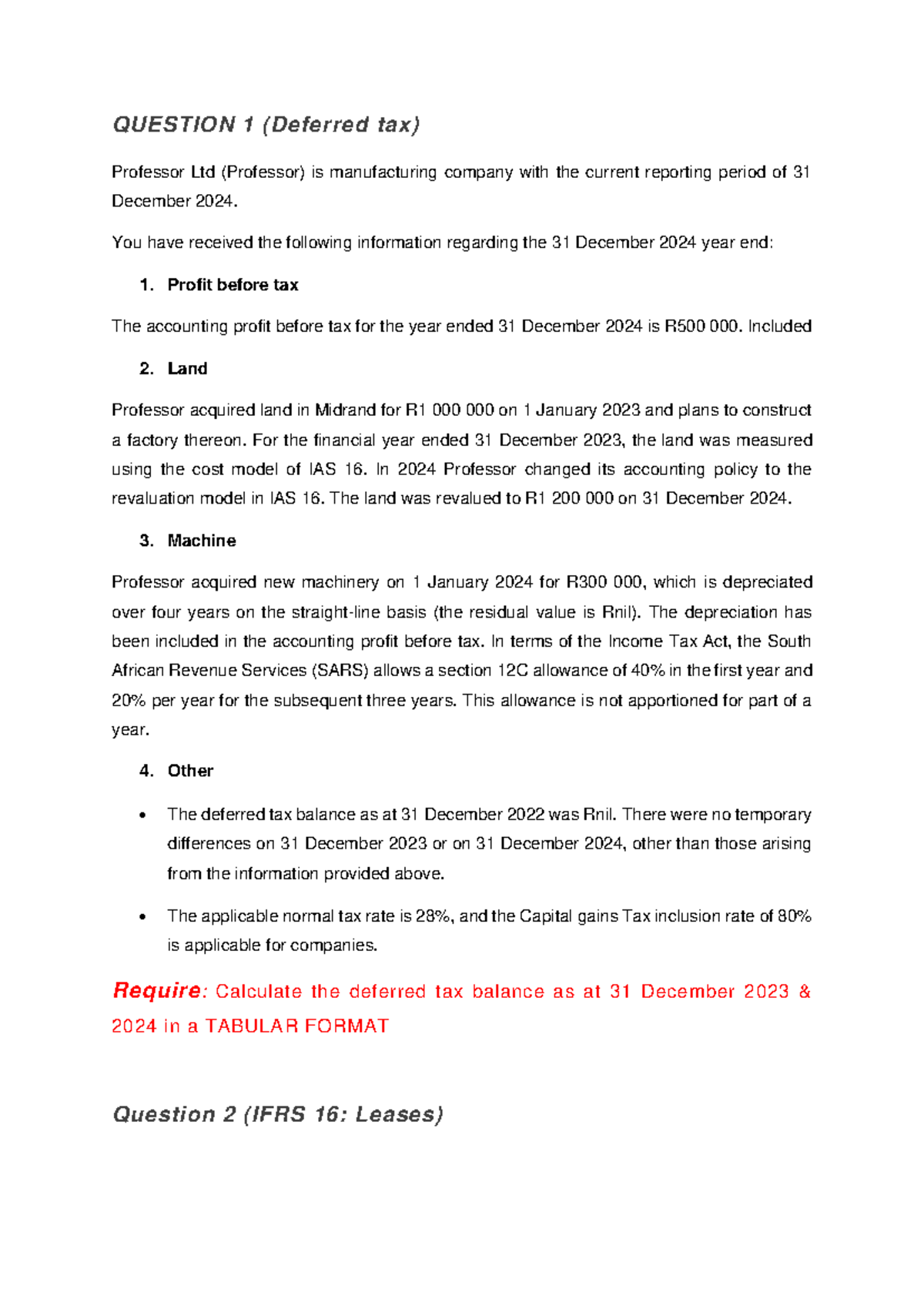 Revision Class Questions: Deferred Tax, IFRS 16, and IAS 40 Insights ...