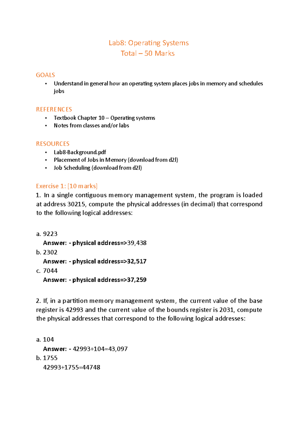 Japneet singh lab 8 - labs - Lab8: Operating Systems Total – 50 Marks GOALS Understand in ...