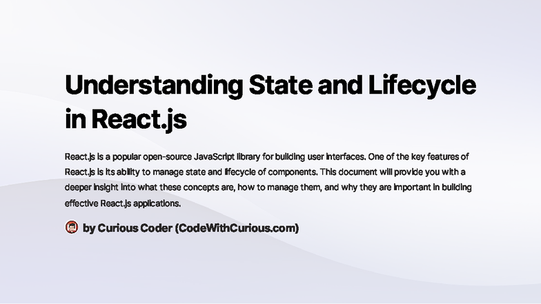 Complete React.js Short Notes: Understanding State & Lifecycle - Studocu