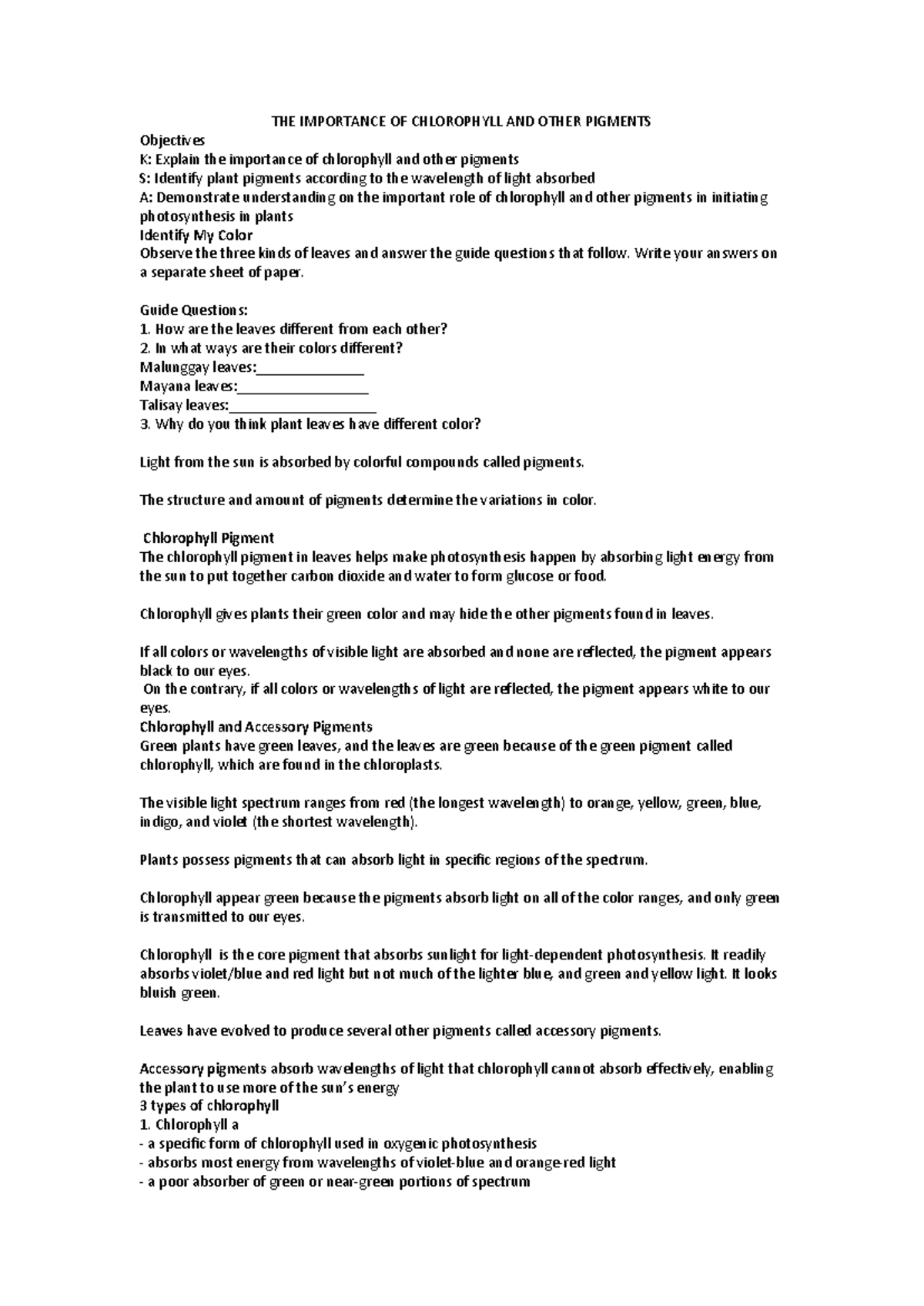 Chlorophyll & Other Pigments in Photosynthesis: Importance & Types ...