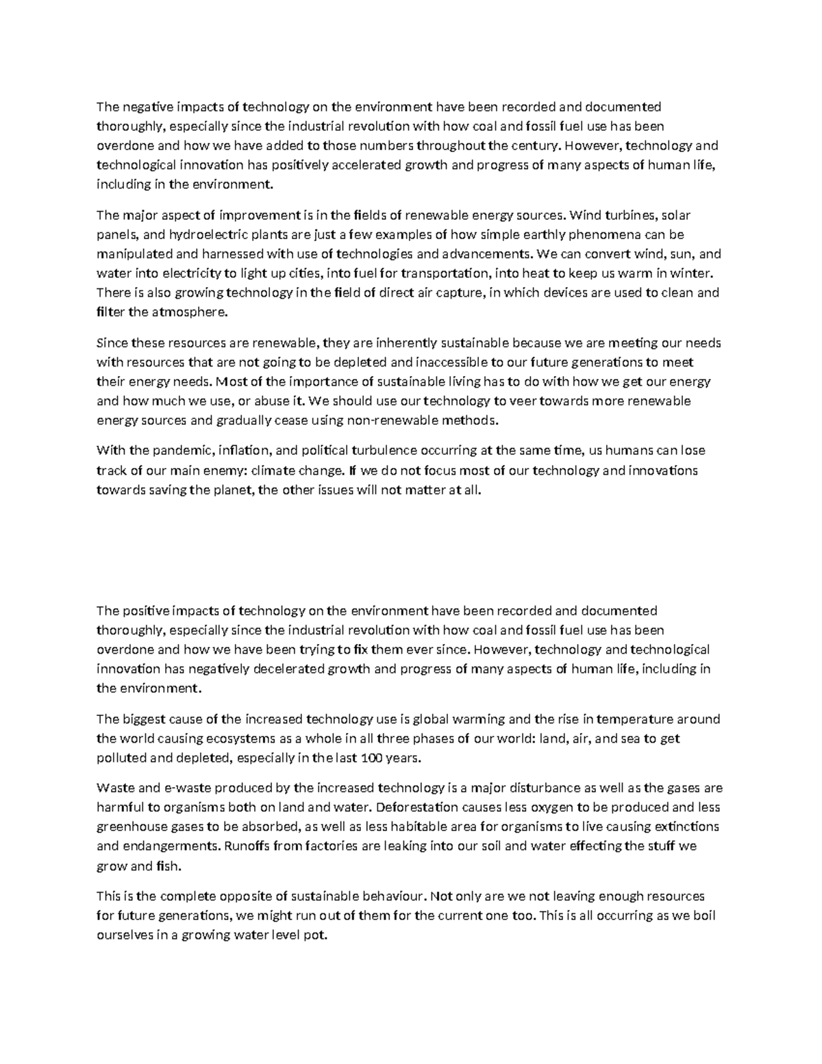 The Dual Impact of Technology on the Environment: A Study - Studocu