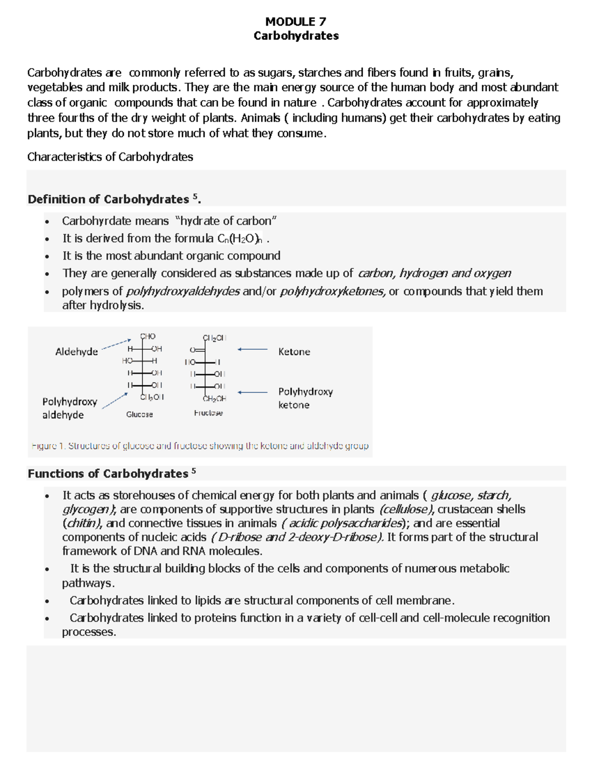 Biochem 101: Module 7 - Comprehensive Guide to Carbohydrates - Studocu