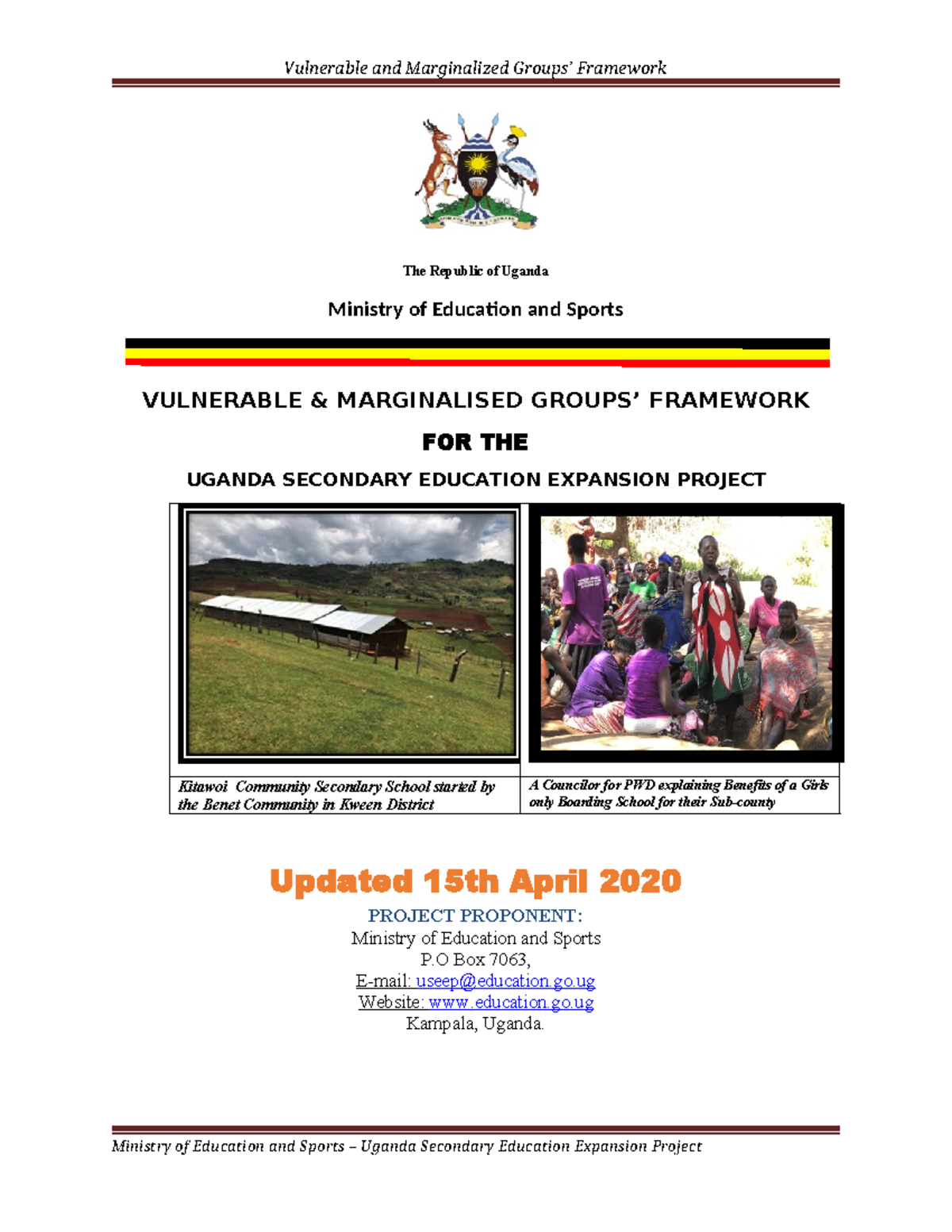 Vulnerable and Marginalized Groups Framework - The Republic of Uganda ...