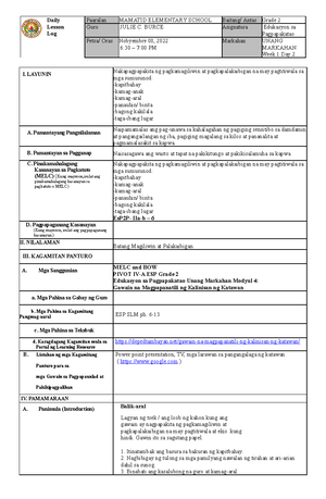 Irene DLP - Grade 4 Water Cycle - DETAILED LESSON PLAN IN SCIENCE I. OBJECTIVES: Cognitive: To ...