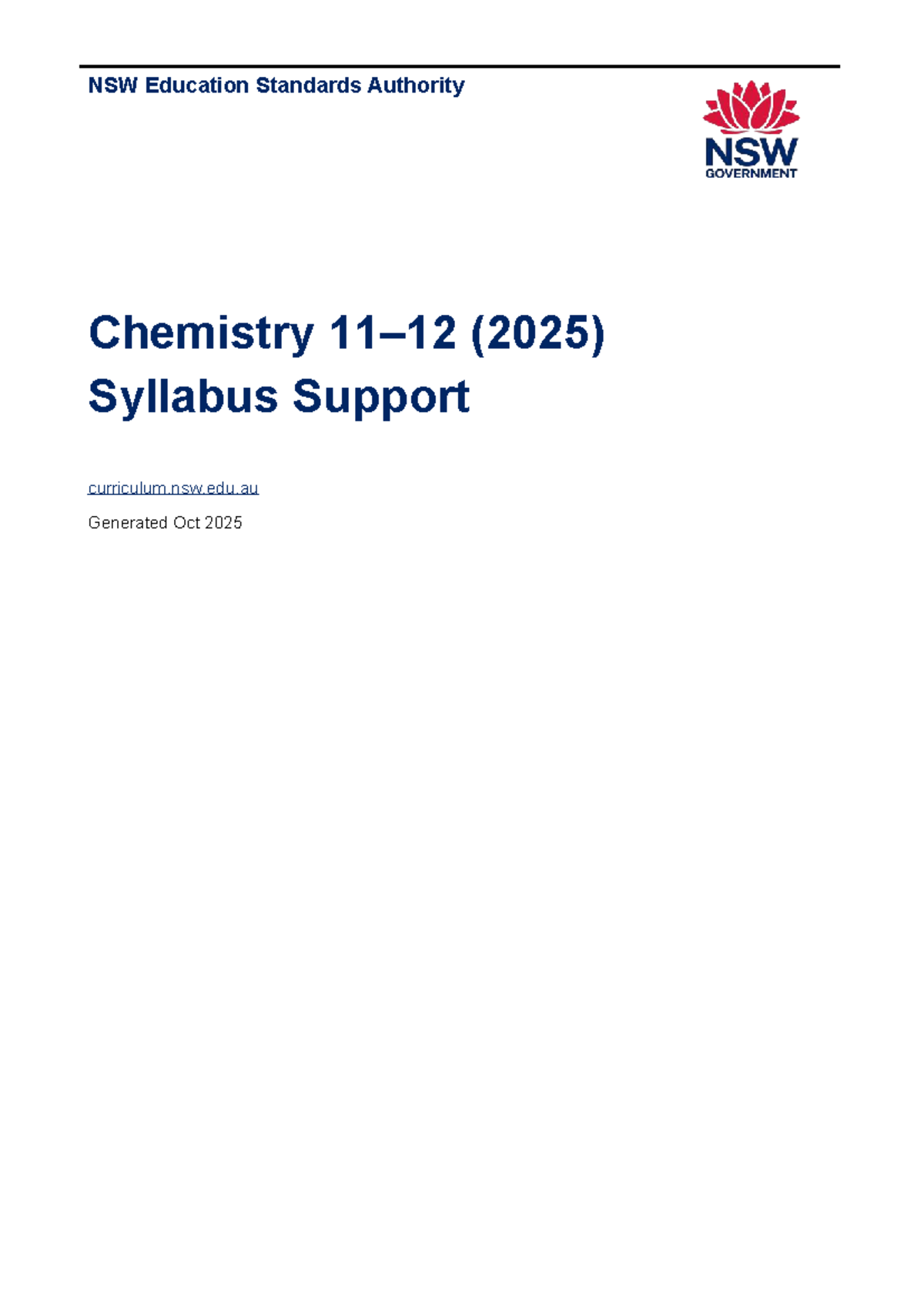 NESA Chemistry Syllabus Support (2025) for Stage 6 Students - Studocu