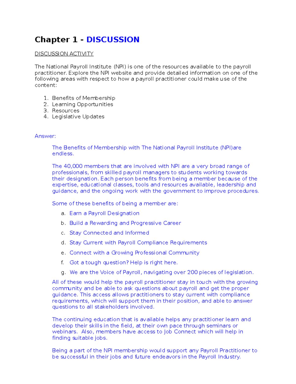 PCP Chapter 1 - NPI Membership Benefits & Learning Opportunities - Studocu
