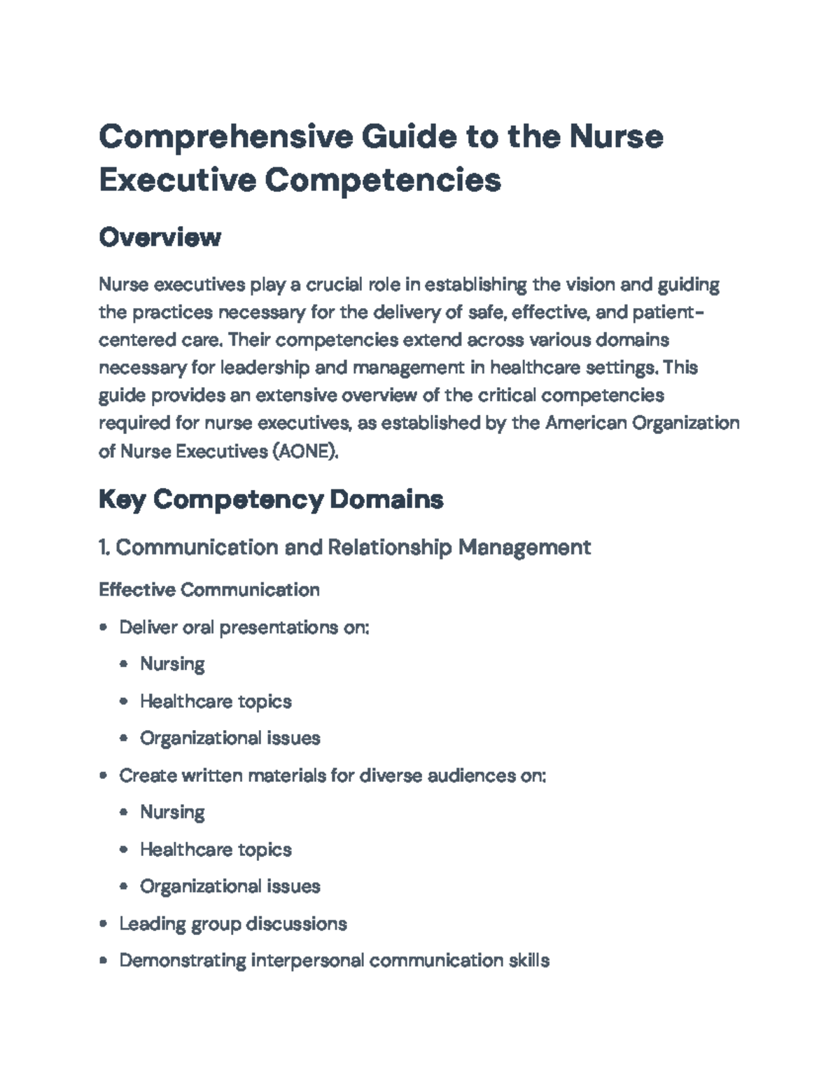 Comprehensive Guide to Nurse Executive Competencies: Leadership Skills ...