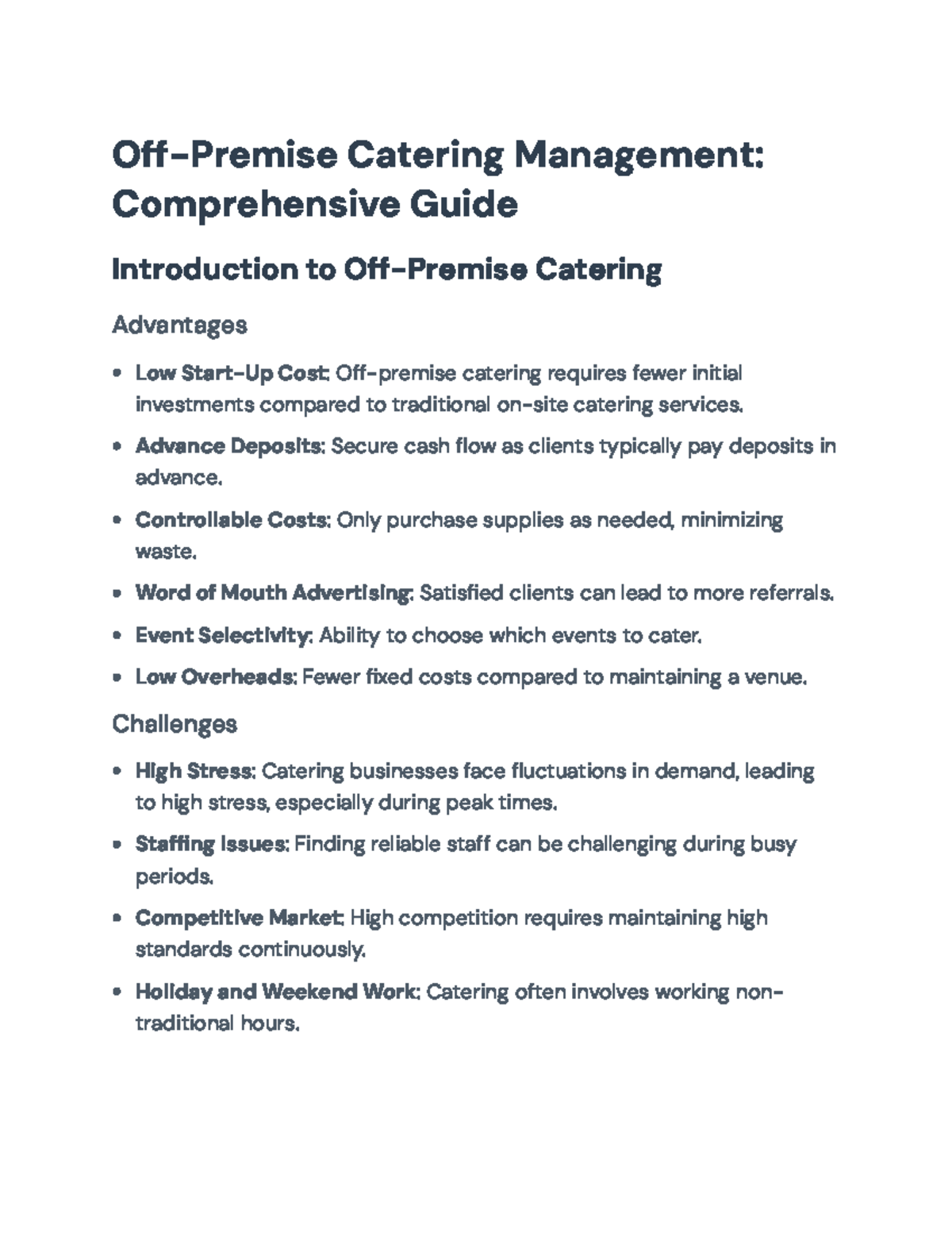 Off-Premise Catering Management (Course Code): Key Insights and ...
