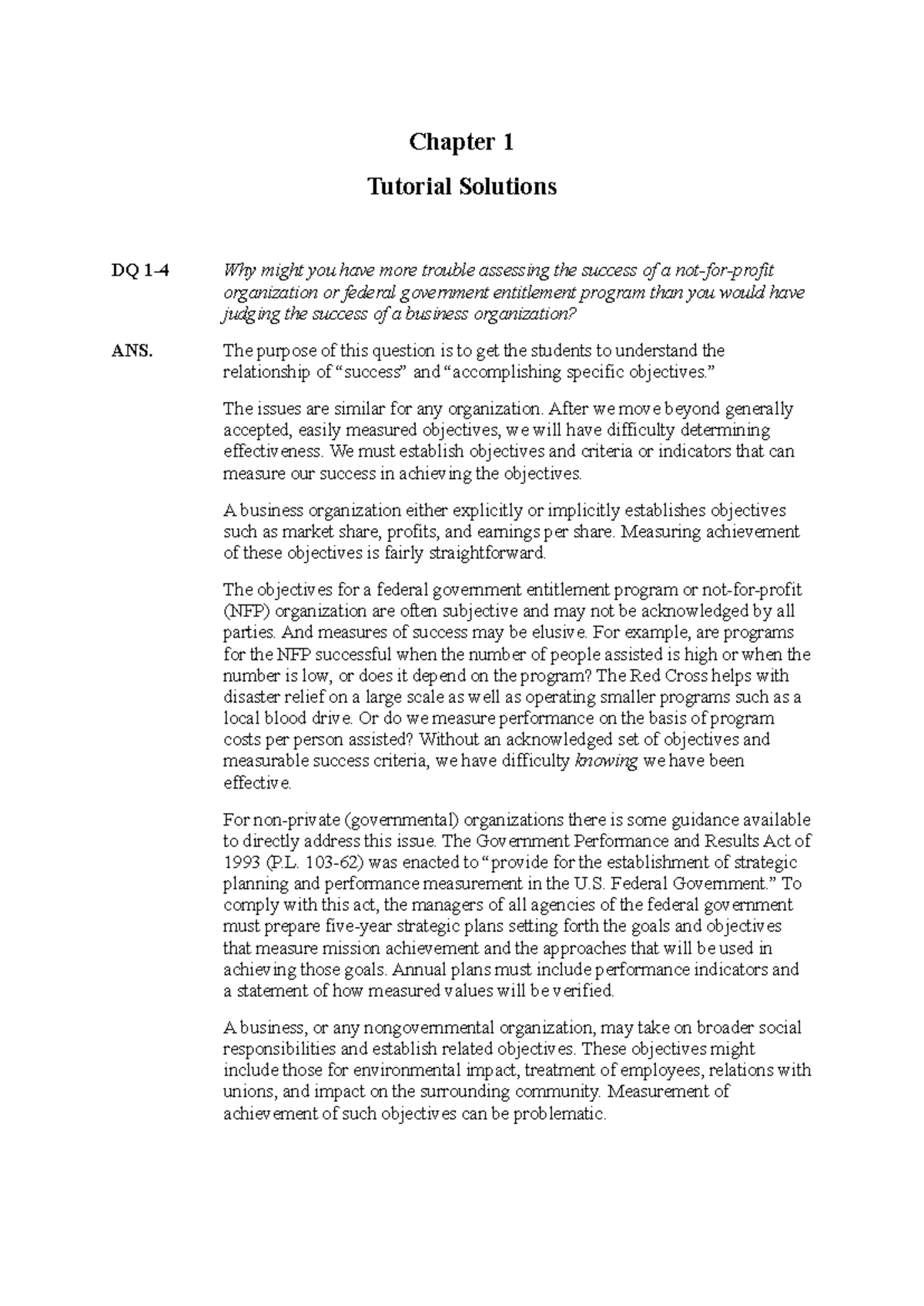 Ch 01 Tutorial Solutions - Chapter 1 Tutorial Solutions DQ 1-4 Why ...