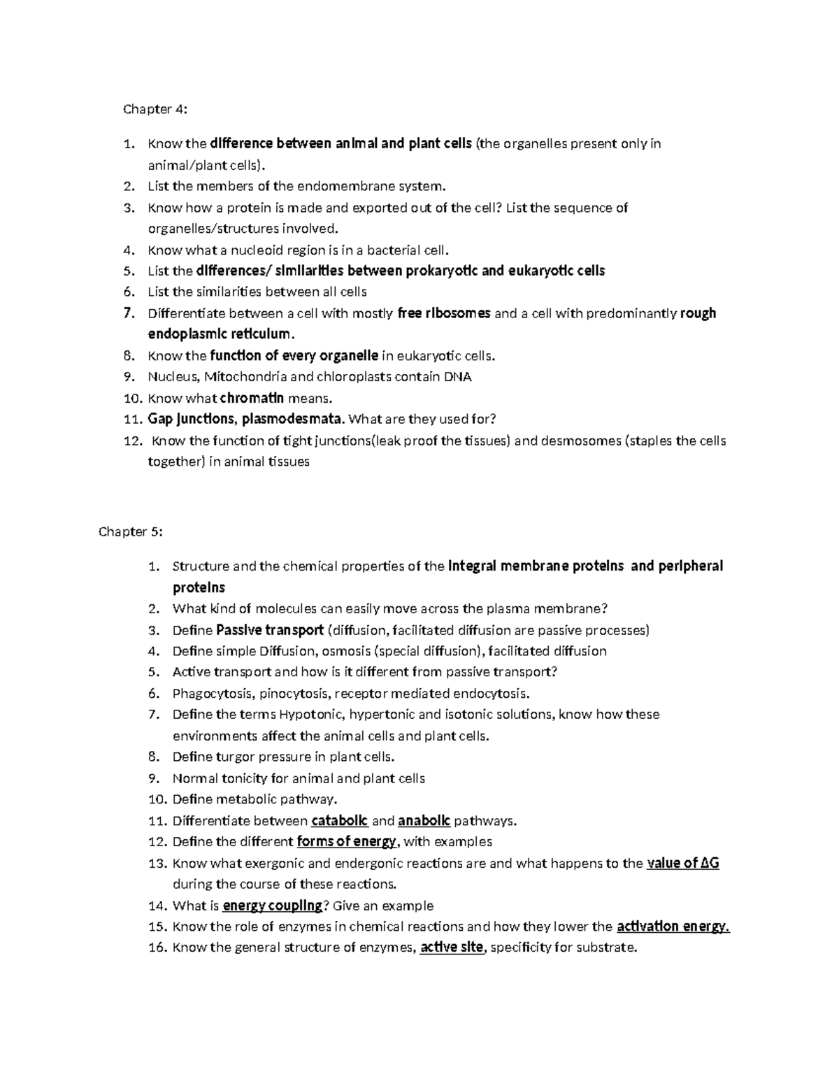 Biology 101: Exam 2 Study Guide on Cell Structure & Function - Studocu