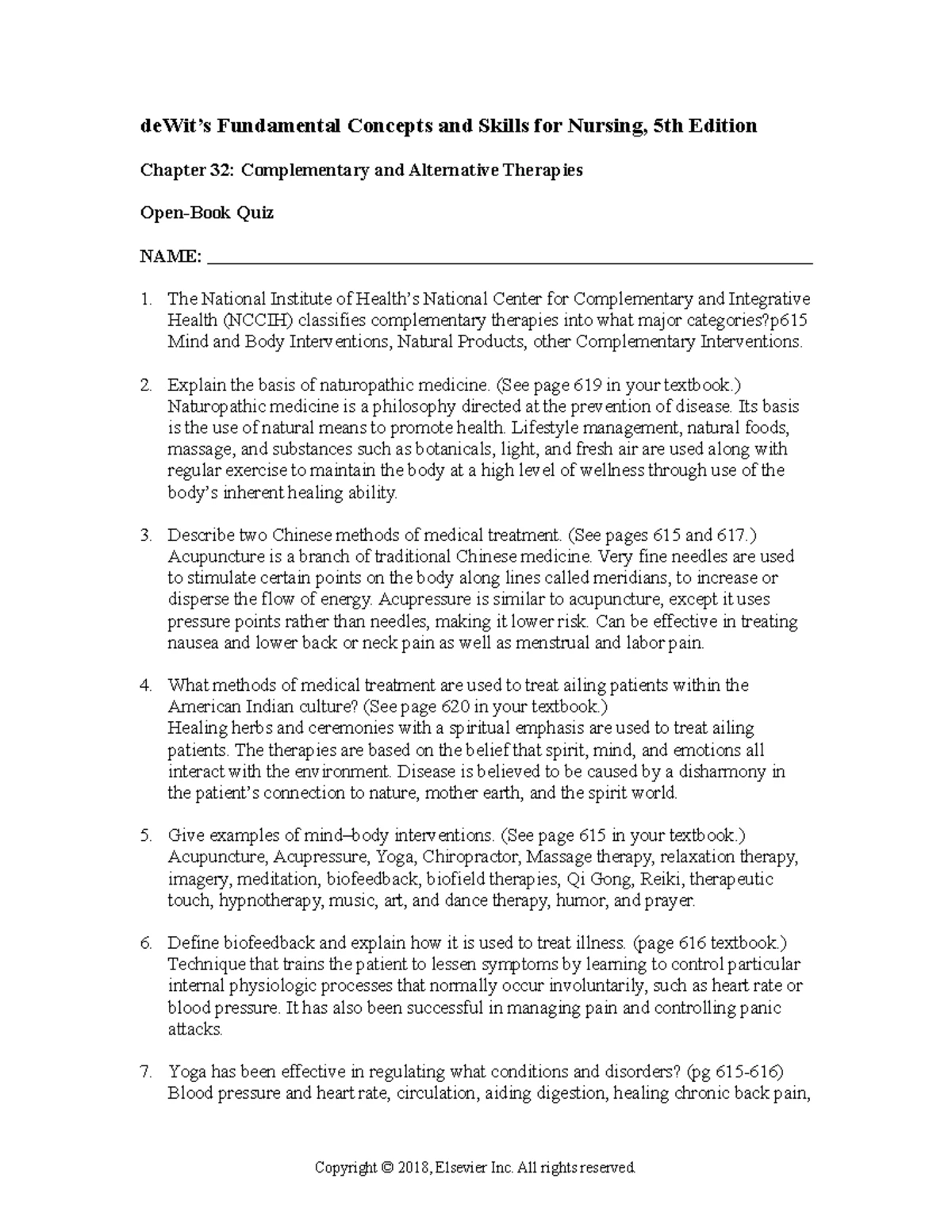 Chapter 4 open book quiz - deWit’s Fundamental Concepts and Skills for ...