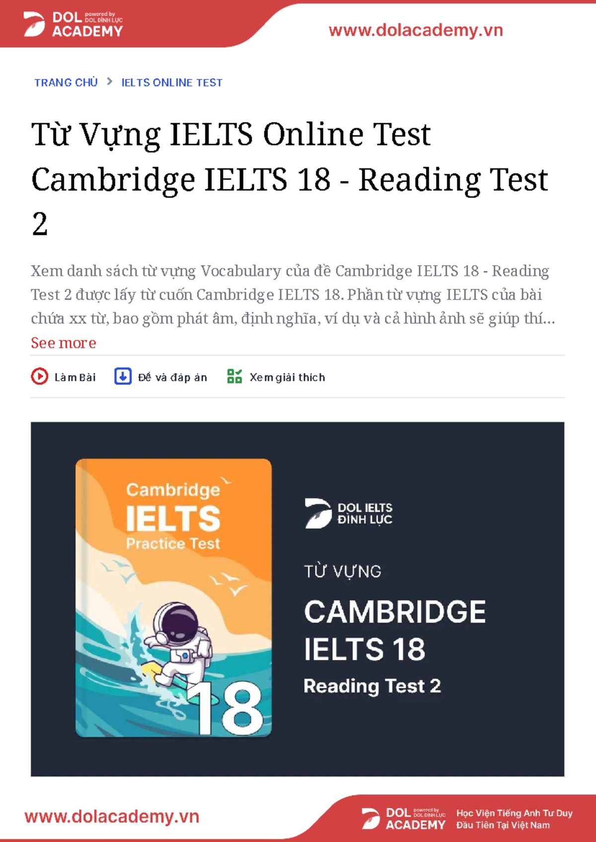 CAM 18 - IELTS Vocabulary for Reading Test 2 - Studocu