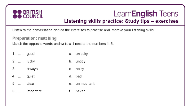Listening Skills Practice: Study Tips & Exercises - Studocu