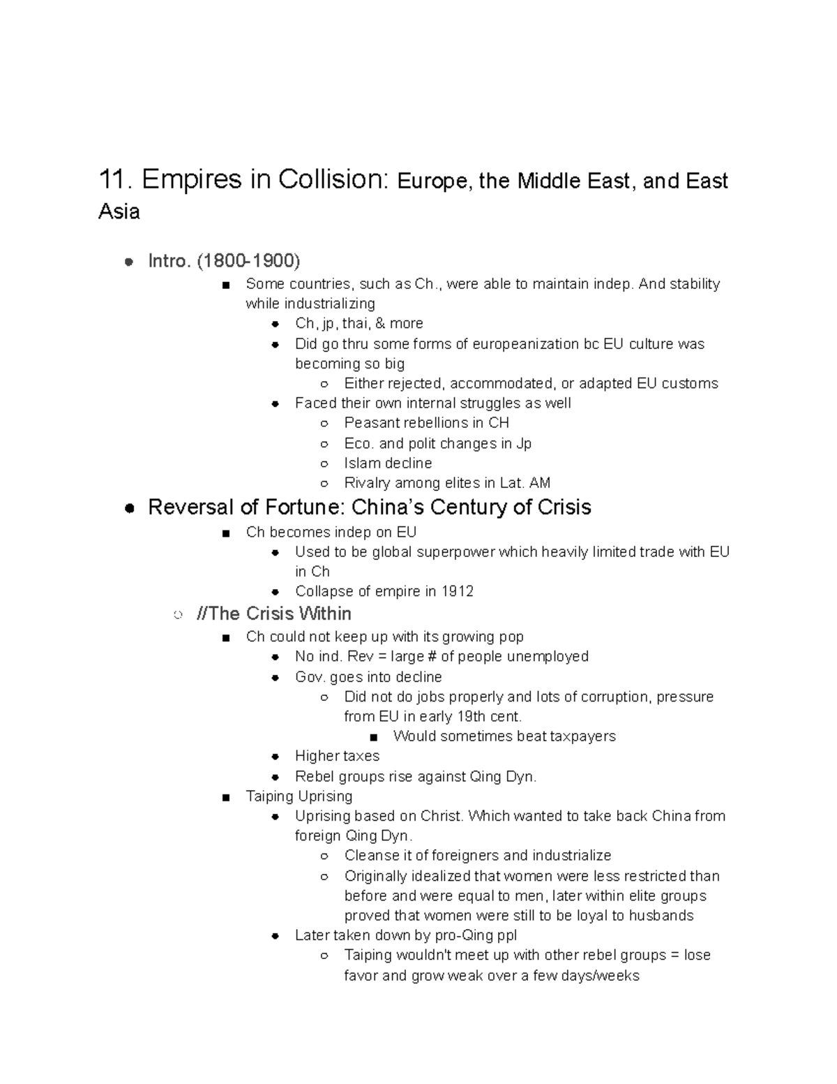 AP World History Notes on Chapters 11-15: Empires and Global Changes ...