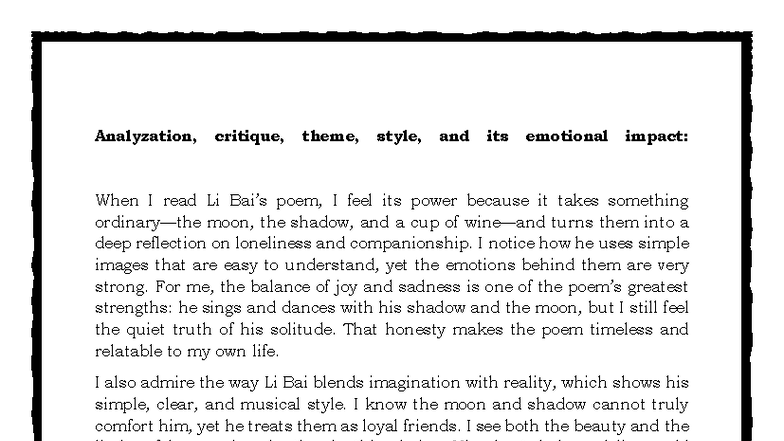 Poem Analysis and Interpretation: Li Bai's Emotional Depth and Imagery ...