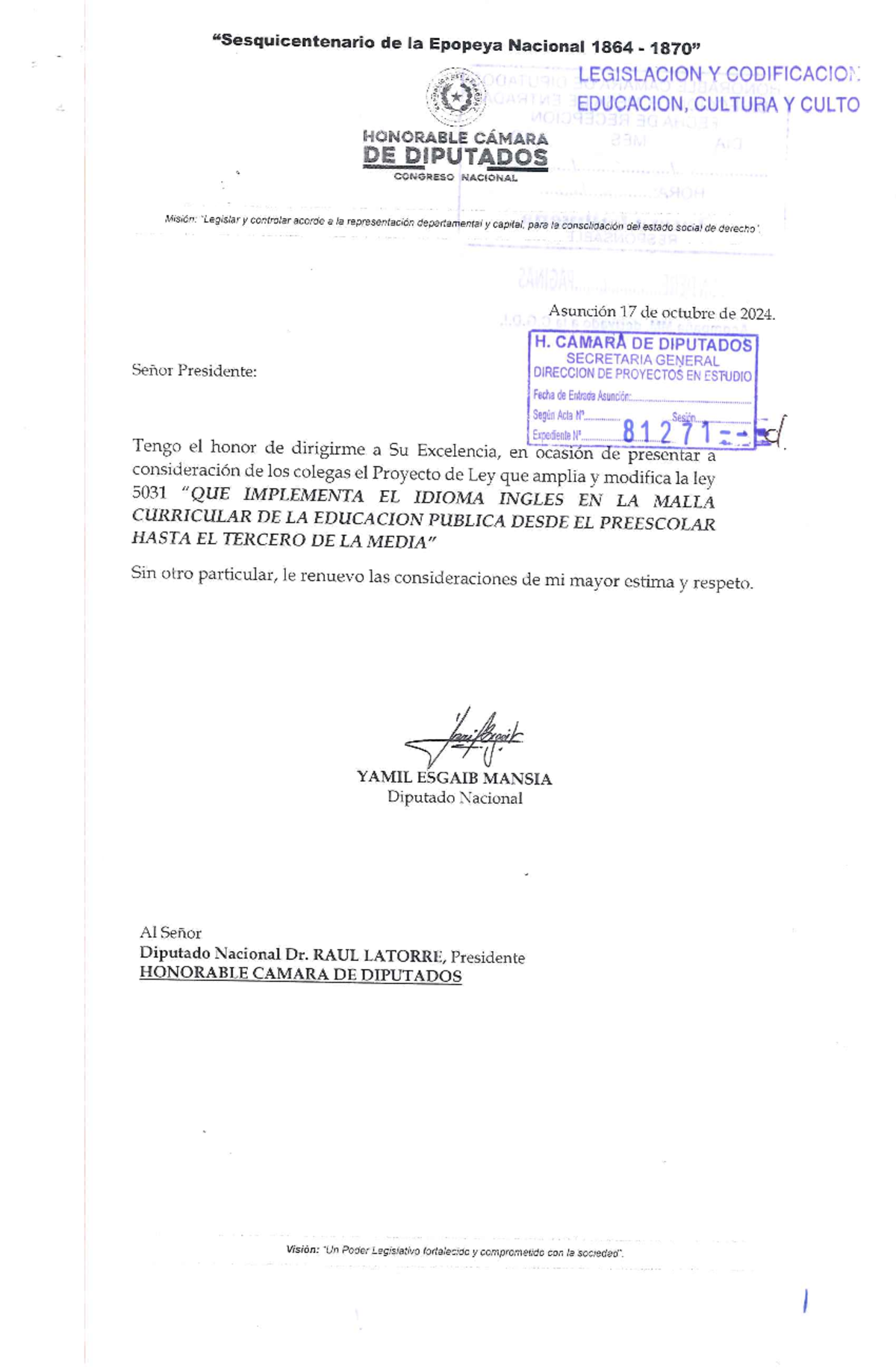 Proyecto-168978 - sfsf - de la Epopeya Nacional 1864 LEGISLACION Y CODIFICACION SECURITY ...