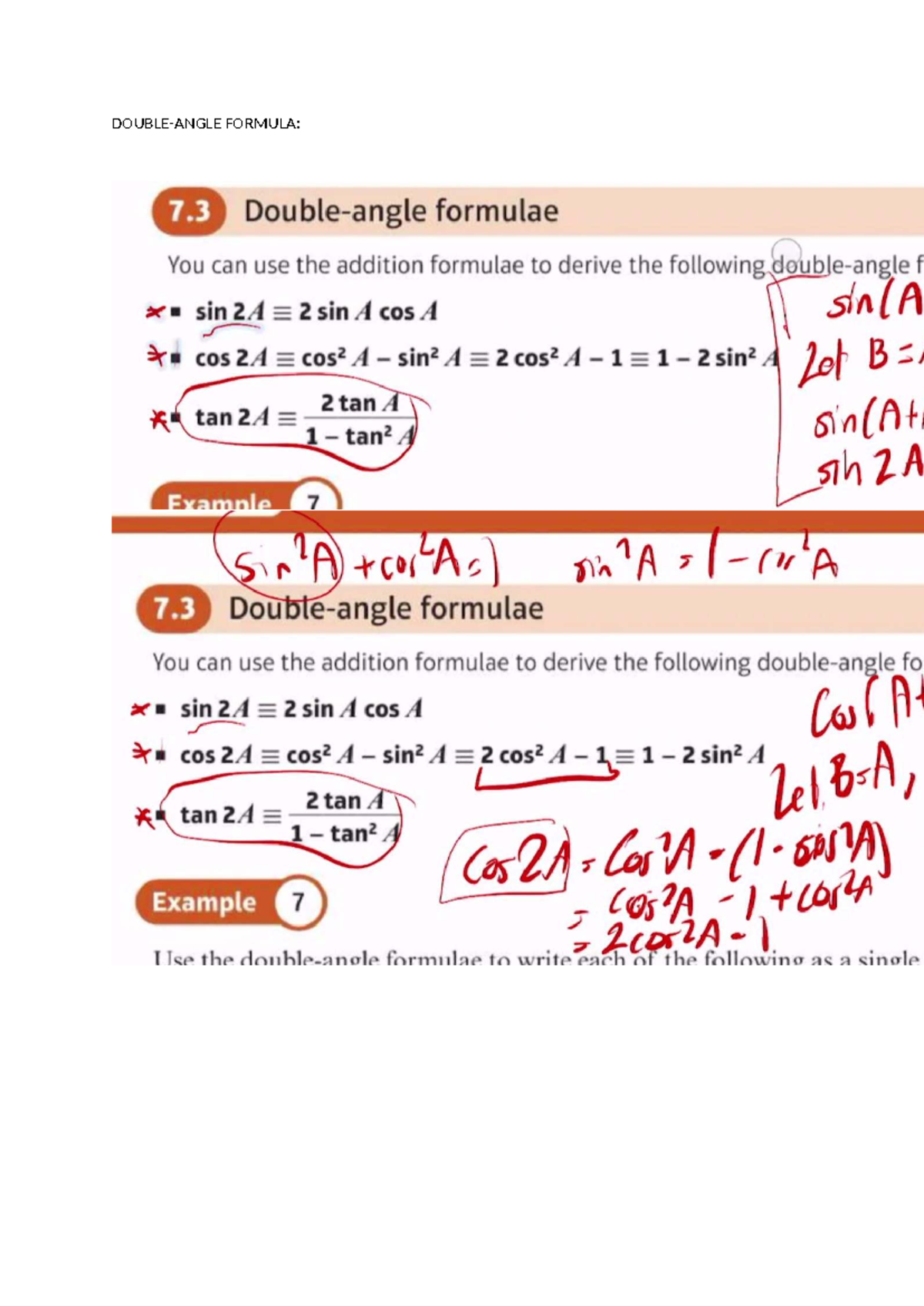 Double Angle Formulas: 7.3 Formulae Explained - Studocu