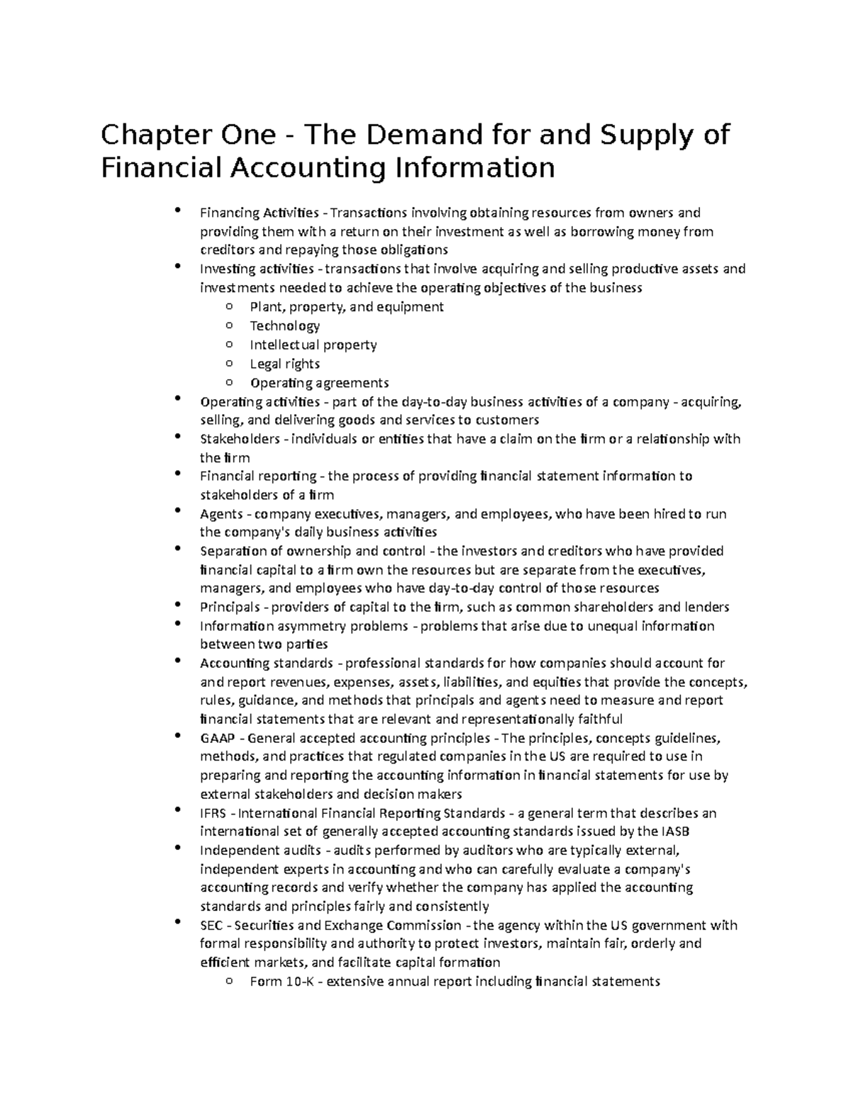 Chapter One Notes - Demand and Supply - Chapter One - The Demand for ...
