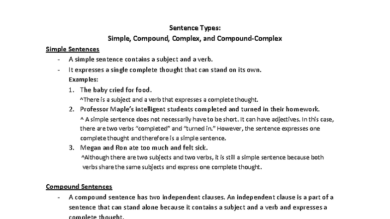 Grade 9 Worksheet: Understanding Sentence Types - Simple, Compound ...
