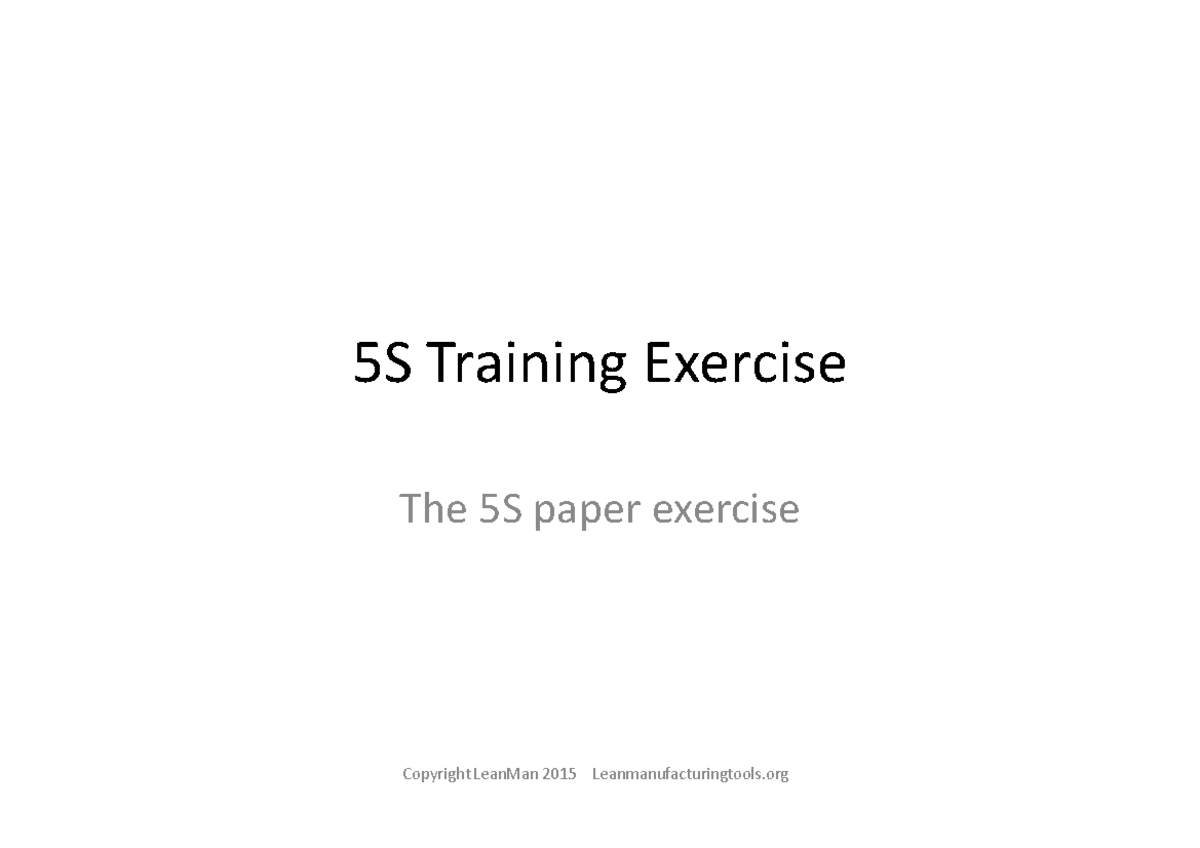 5S Training Exercise Guide and Activities - Studocu