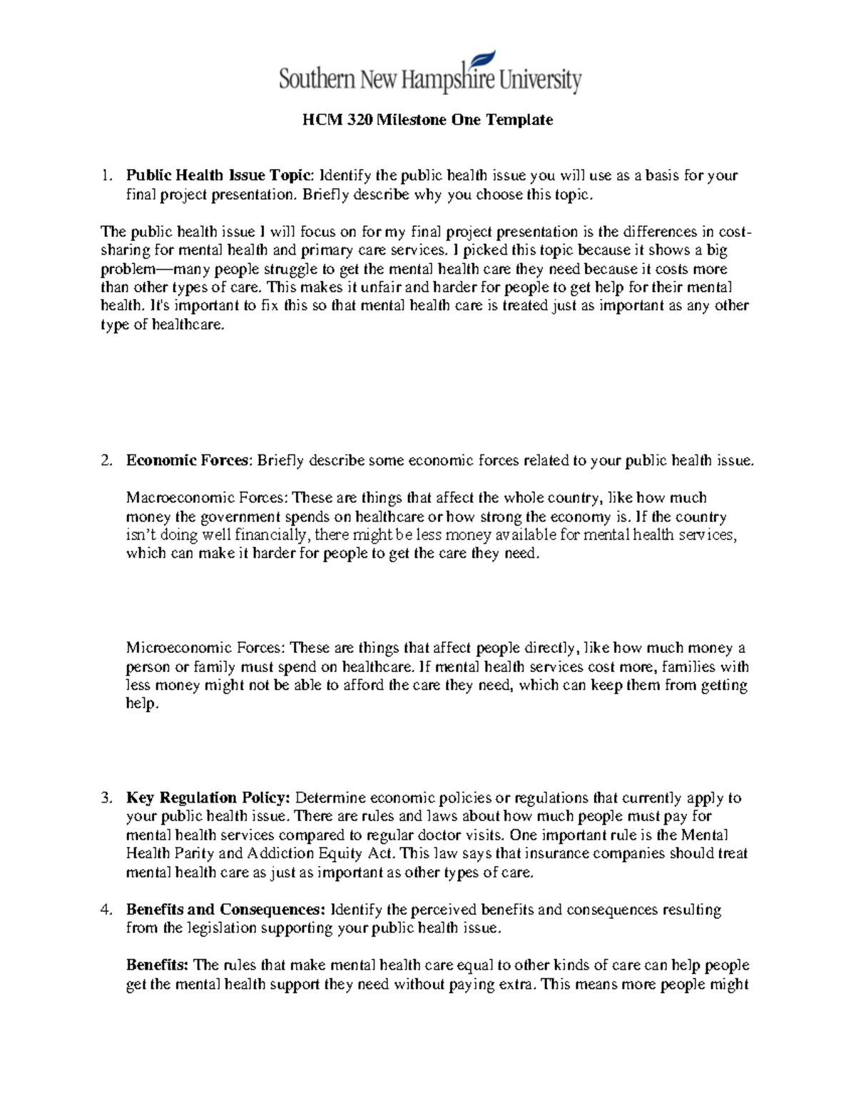 HCM 320 Final Project Milestone 1: Topic Selection on Mental Health ...